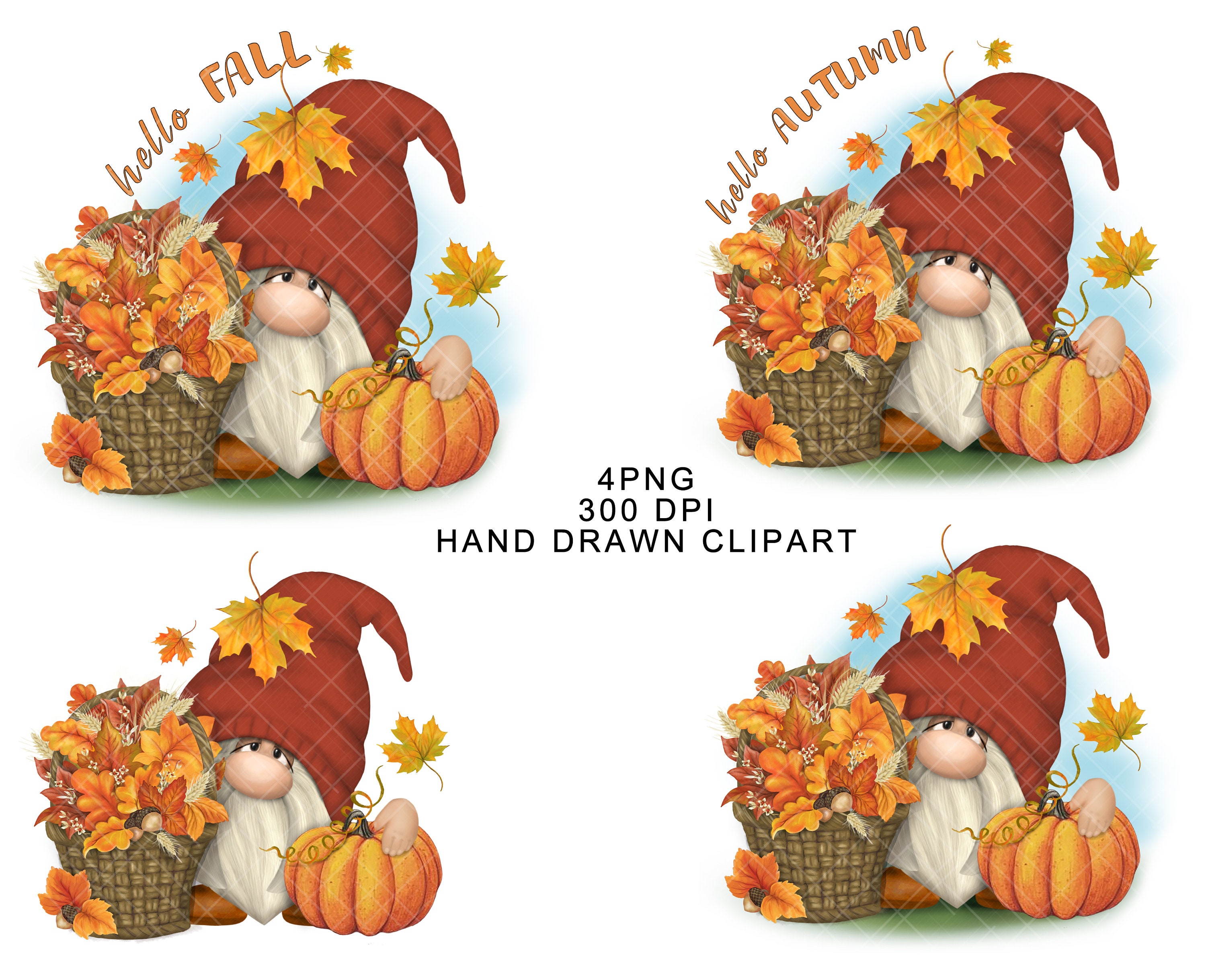 Fall Gnome PNG Clipart Autumn Cute Pumpkin Thanksgiving Watercolor ...
