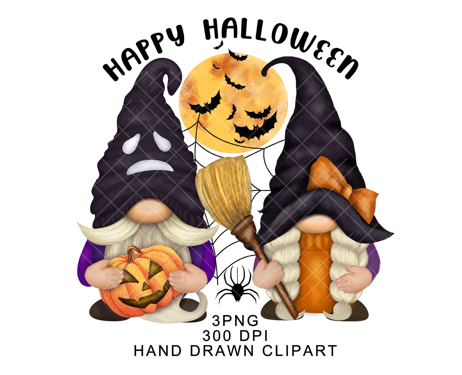 Happy Halloween Gnomes PNG Clipart October Witch Gonk Cute Bat - Etsy