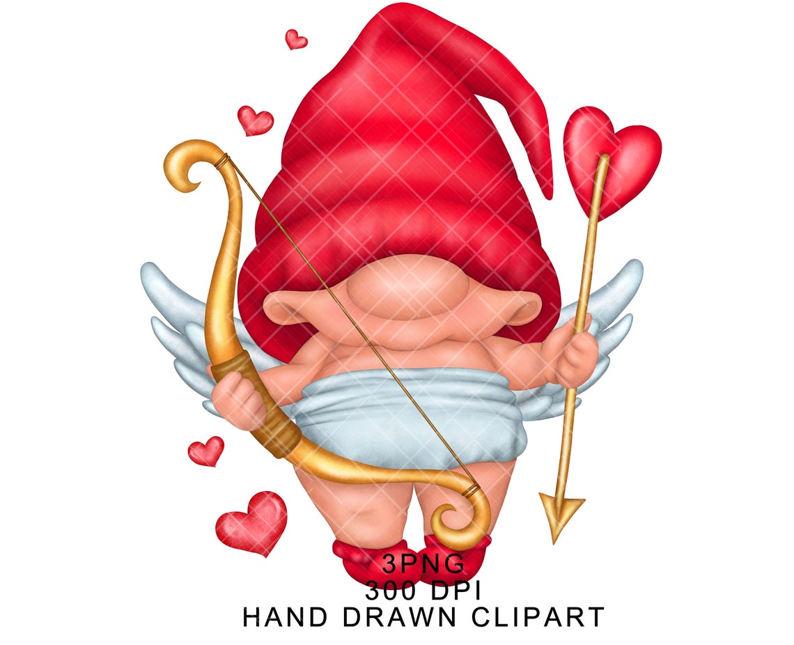 Cupid Gnome PNG Clipart Valentine Gonk Love Cute Baby Angel - Etsy