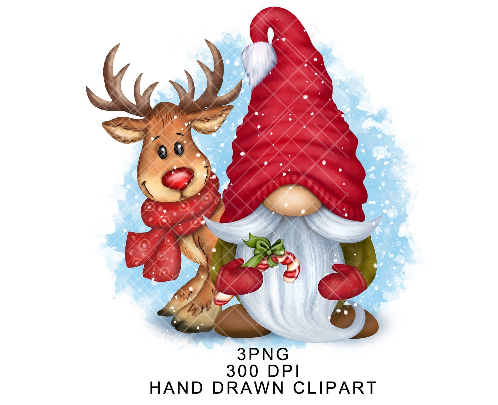 Christmas Deer Gnome PNG Winter Clipart Digital Cute Gonk - Etsy
