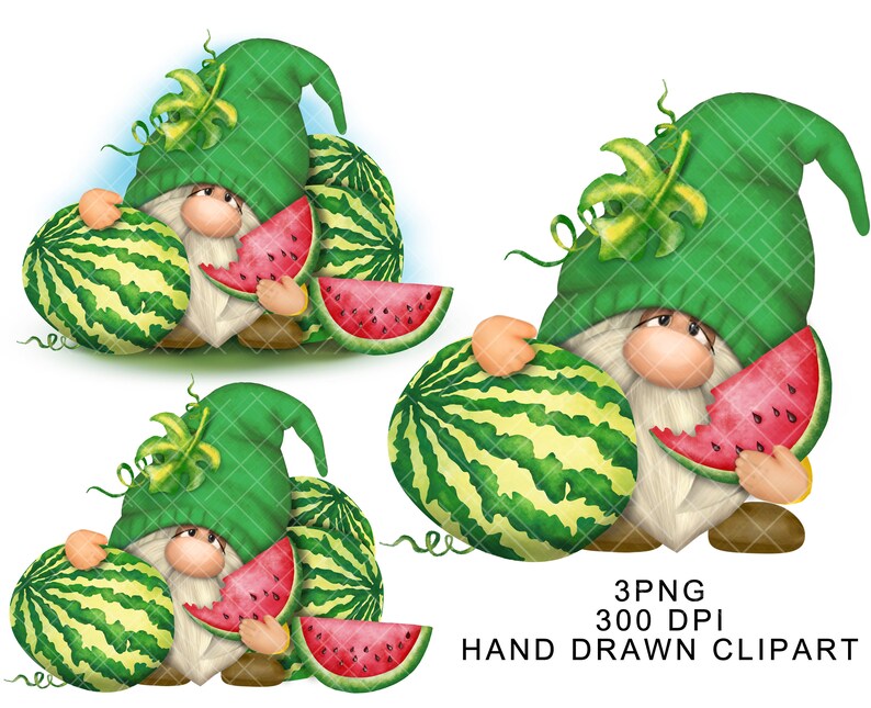 Gnome PNG Clipart Summer Cute Gonk Farm Watermelon Gnome - Etsy