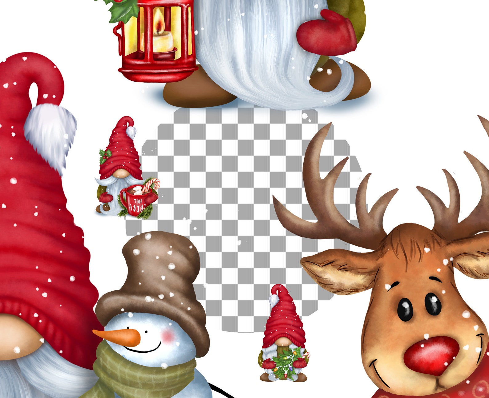 Christmas Gnomes PNG Clipart Cute Gonk Digital Watercolor - Etsy