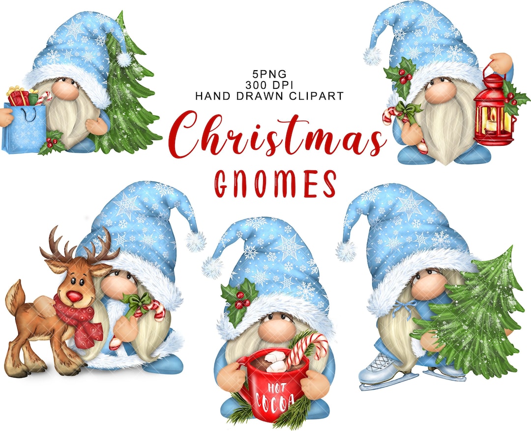 Christmas Gnomes PNG Clipart Cute Gonk Digital Watercolor Nordic Winter ...