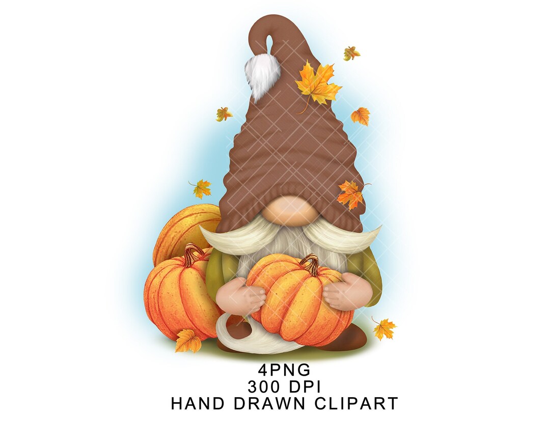 Autumn Pumpkins Gnome PNG Clipart Thanksgivin Gonk Cute Watercolor Fall ...