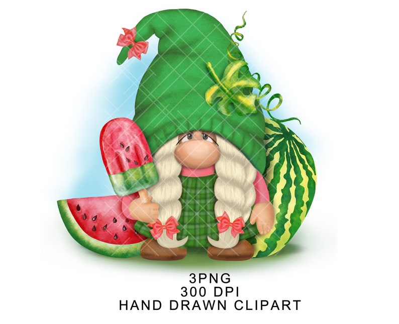 Watermelon Gnome PNG Clipart Summer Cute Gonk Farm Gnome - Etsy