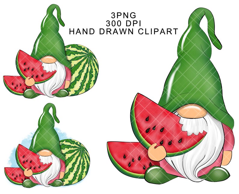 Watermelon Gnome PNG Clipart Summer Cute Gonk Birthday - Etsy México