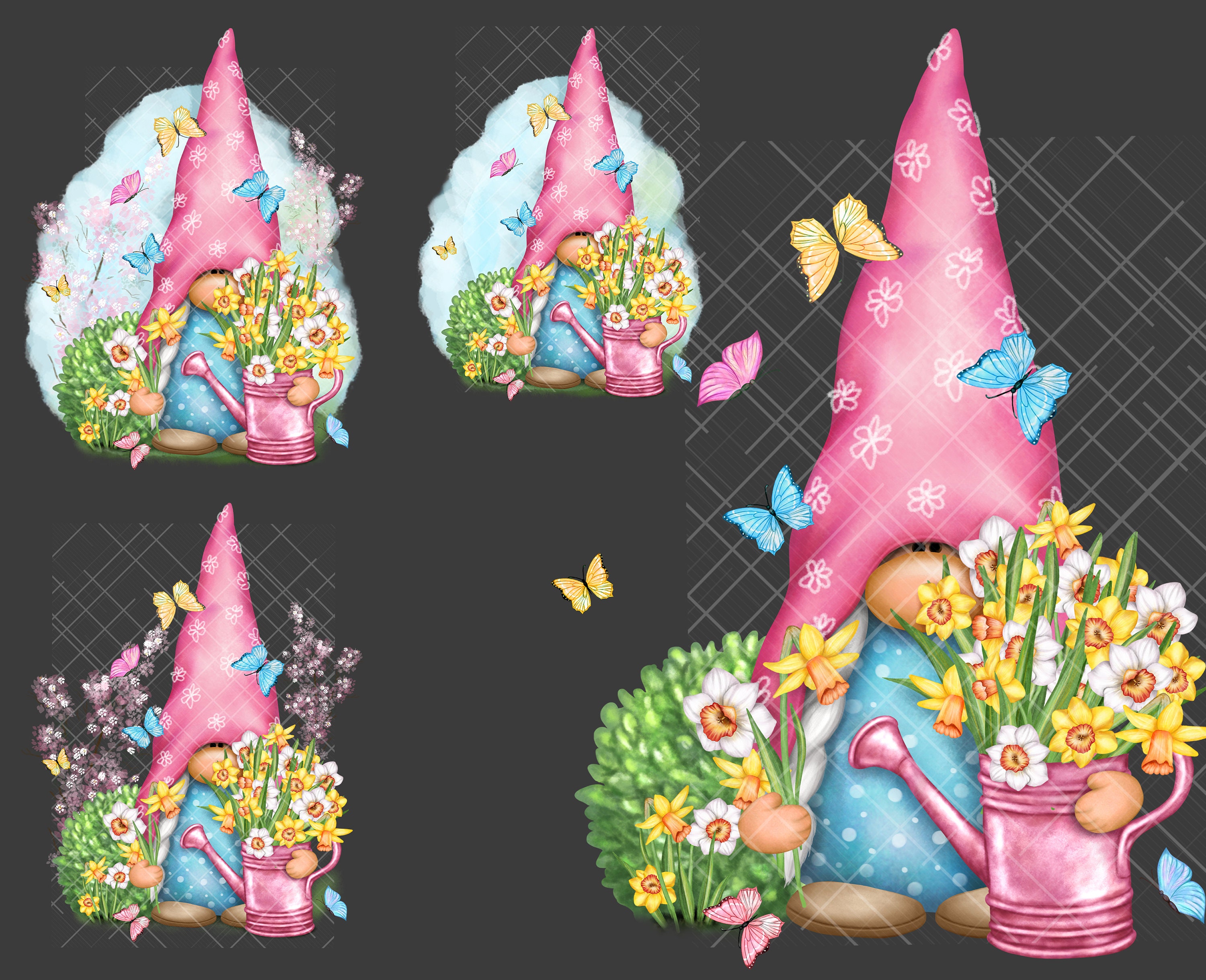 Spring Gnome PNG Bouquet Girl Garden Clipart Cute Gonk Decal - Etsy
