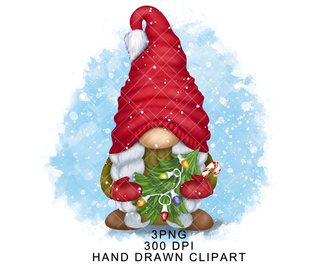 Christmas Tree Gnome PNG Clipart Winter Snow Digital Cute Gonk - Etsy