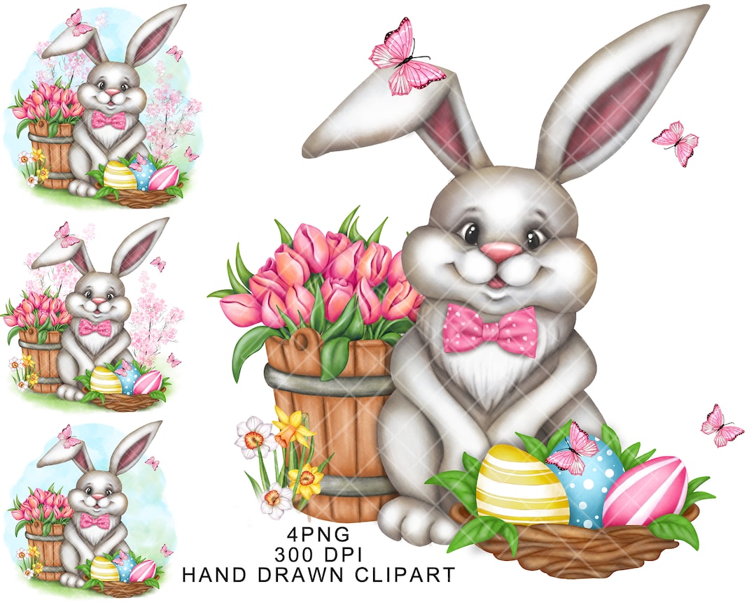 Bunny Rabbit PNG Clipart Easter Spring Sublimation Cute Decal Tumbler ...