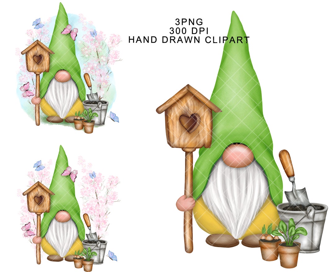 Spring Gnome PNG Garden Clipart Cute Gonk Decal Tumbler Green ...
