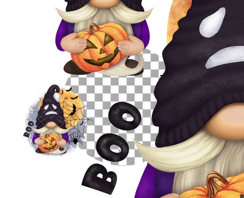 Halloween Gnome PNG Clipart October Gonk Cute Spider Pumpkins - Etsy