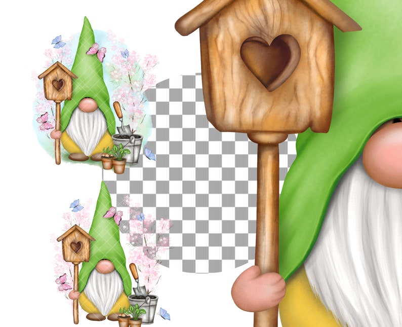 Spring Gnome PNG Garden Clipart Cute Gonk Decal Tumbler Green - Etsy