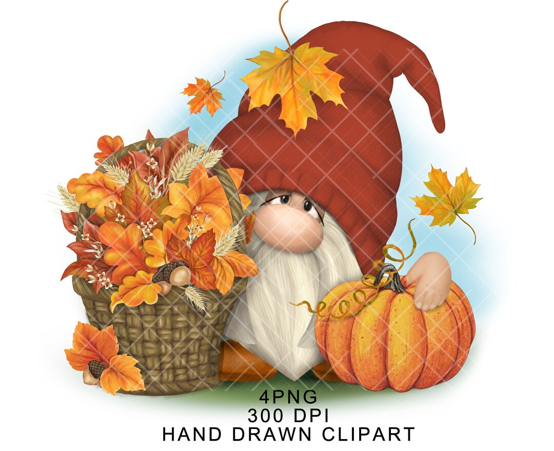 Fall Gnome PNG Clipart Autumn Cute Pumpkin Thanksgiving Watercolor ...