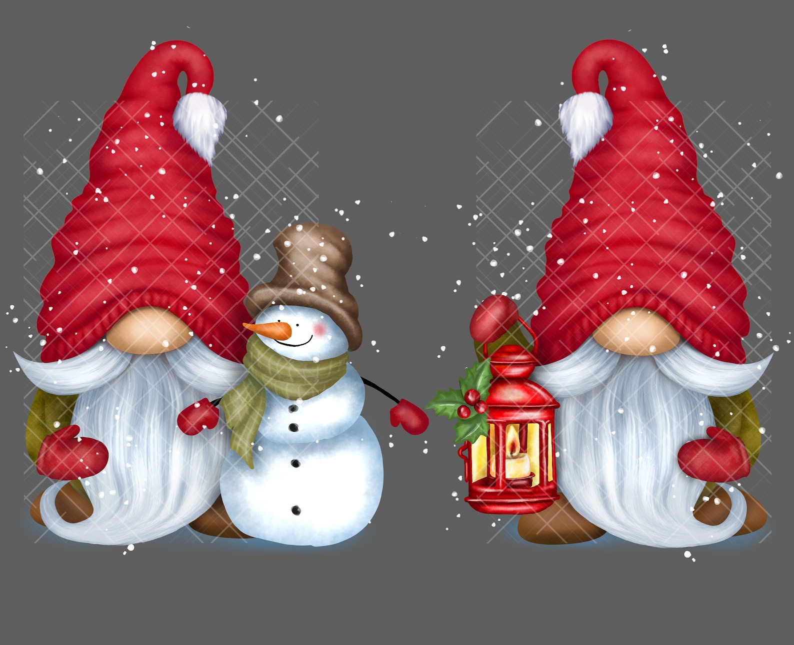 Christmas Gnomes PNG Clipart Cute Gonk Digital Watercolor - Etsy
