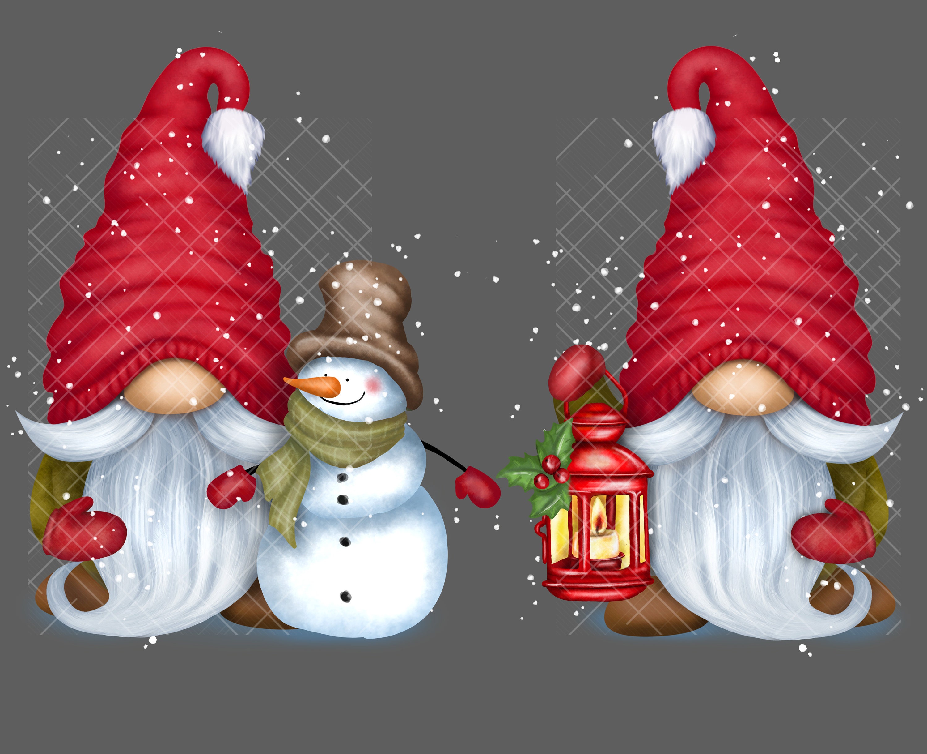 Christmas Gnomes PNG Clipart Cute Gonk Digital Watercolor - Etsy
