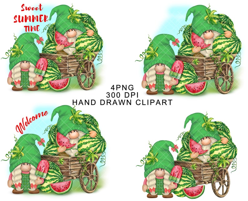 Watermelon Gnome PNG Clipart Summer Cute Gonk Farm Gnome - Etsy