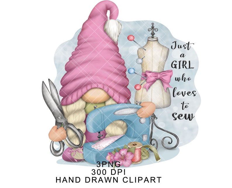 Sewing Gnome PNG Clipart Cute Gonk Lovers Sew Logo Tumbler - Etsy