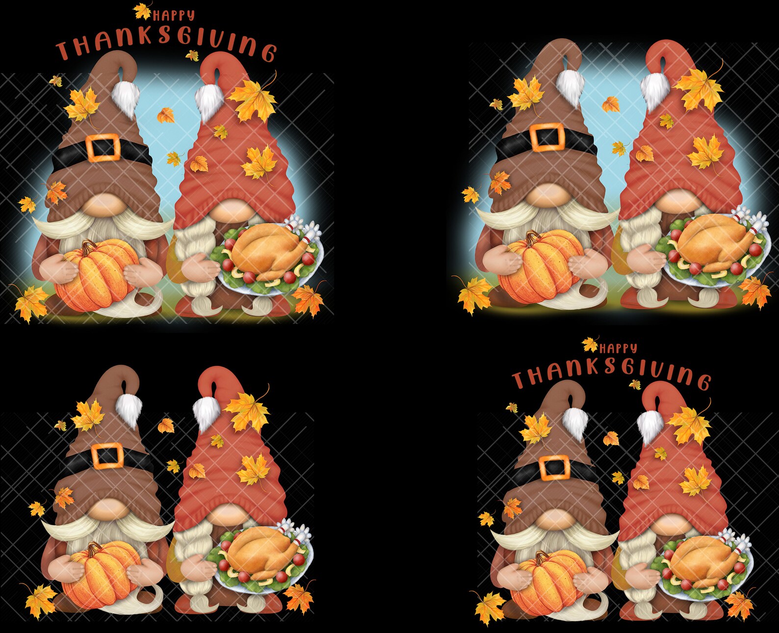 Thanksgivin Gnomes PNG Clipart Autumn Cute Characters Turkey - Etsy