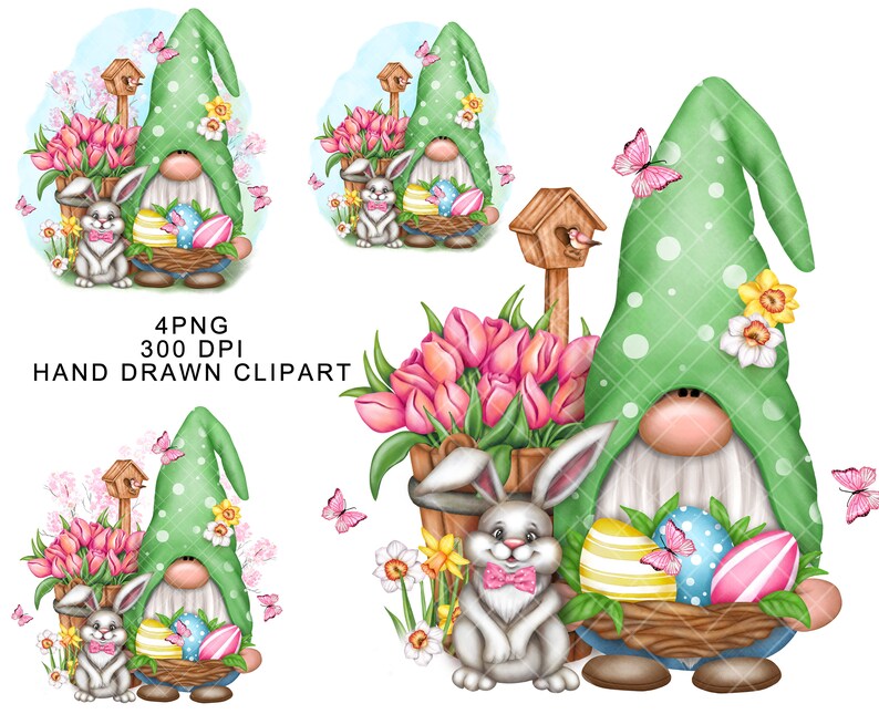 Easter Gnome PNG Spring Clipart Cute Gonk Decal Tumbler - Etsy