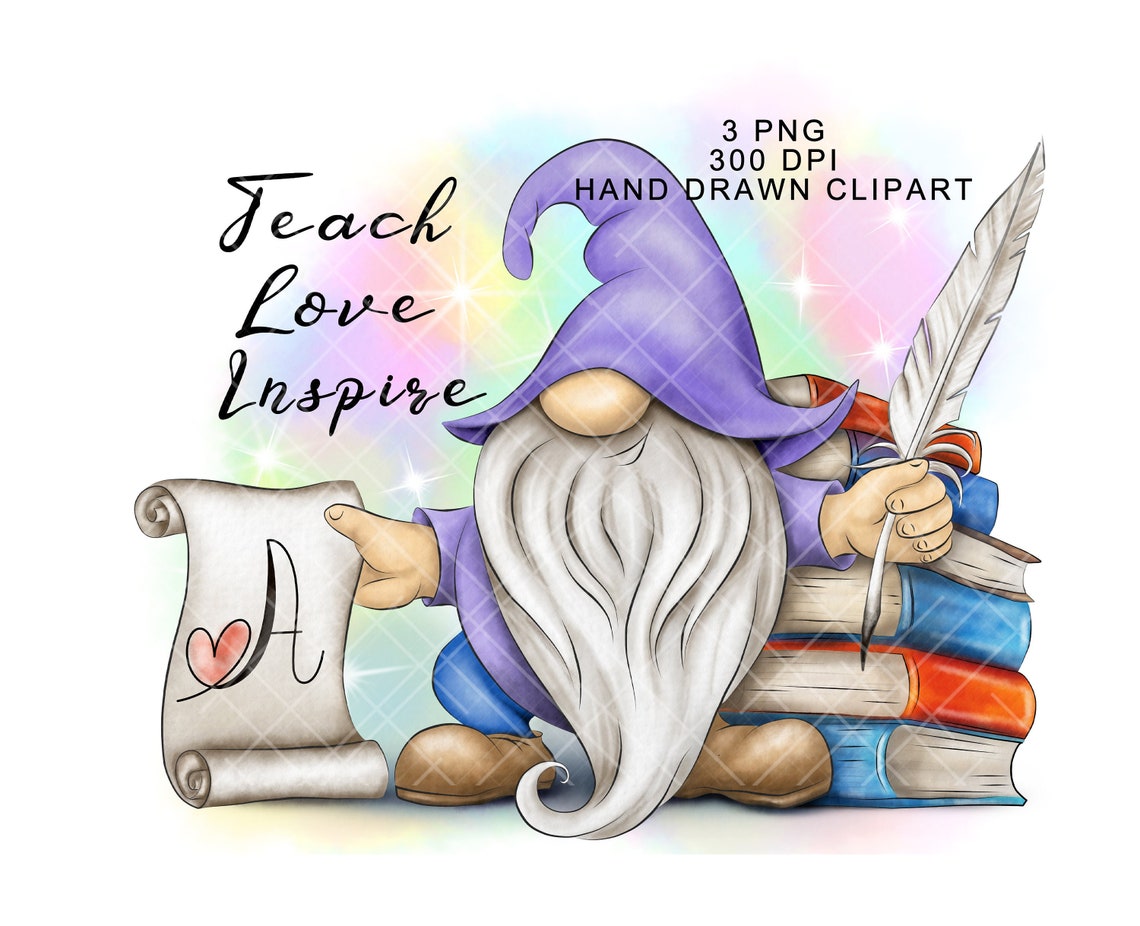 Teacher Gnome PNG Clipart Books Cute Gonk Sign School Mug - Etsy