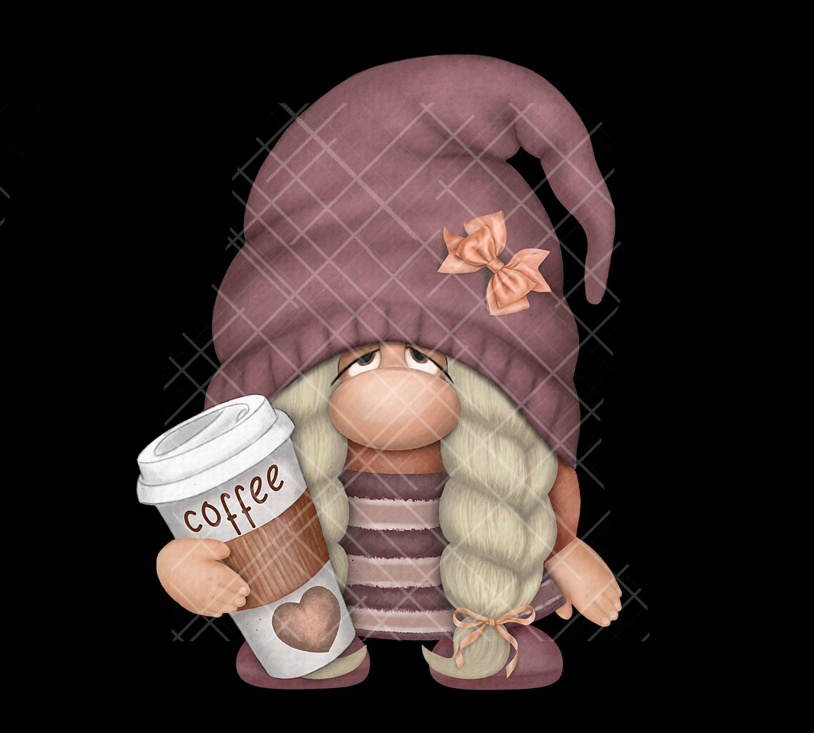 Coffee Lover Gift Gnome PNG Watercolor Clipart Cute Gonk Image Coffee ...