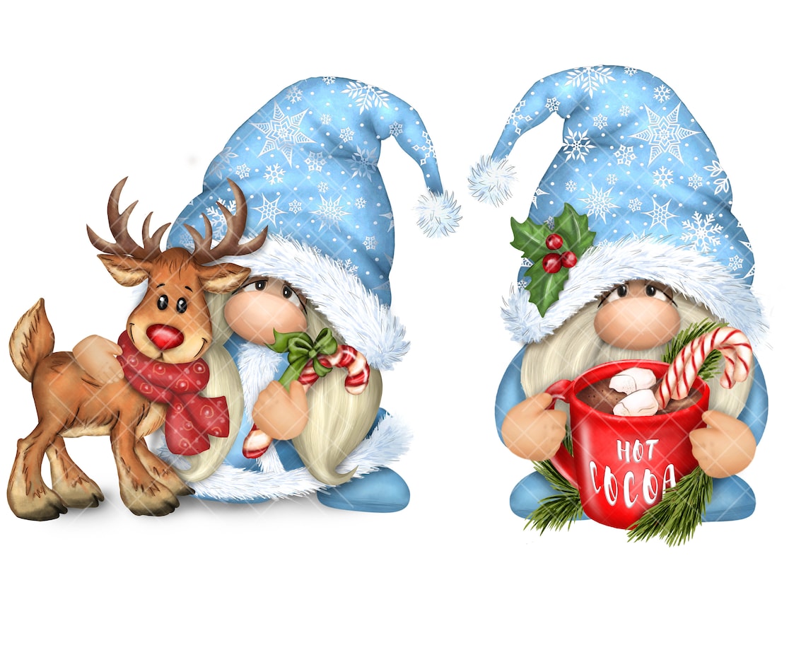 Christmas Gnomes PNG Clipart Cute Gonk Digital Watercolor - Etsy