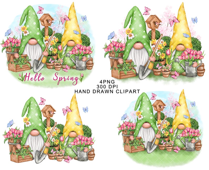 Spring Gnomes PNG Sublimation Garden Flag Clipart Cute Gonk - Etsy