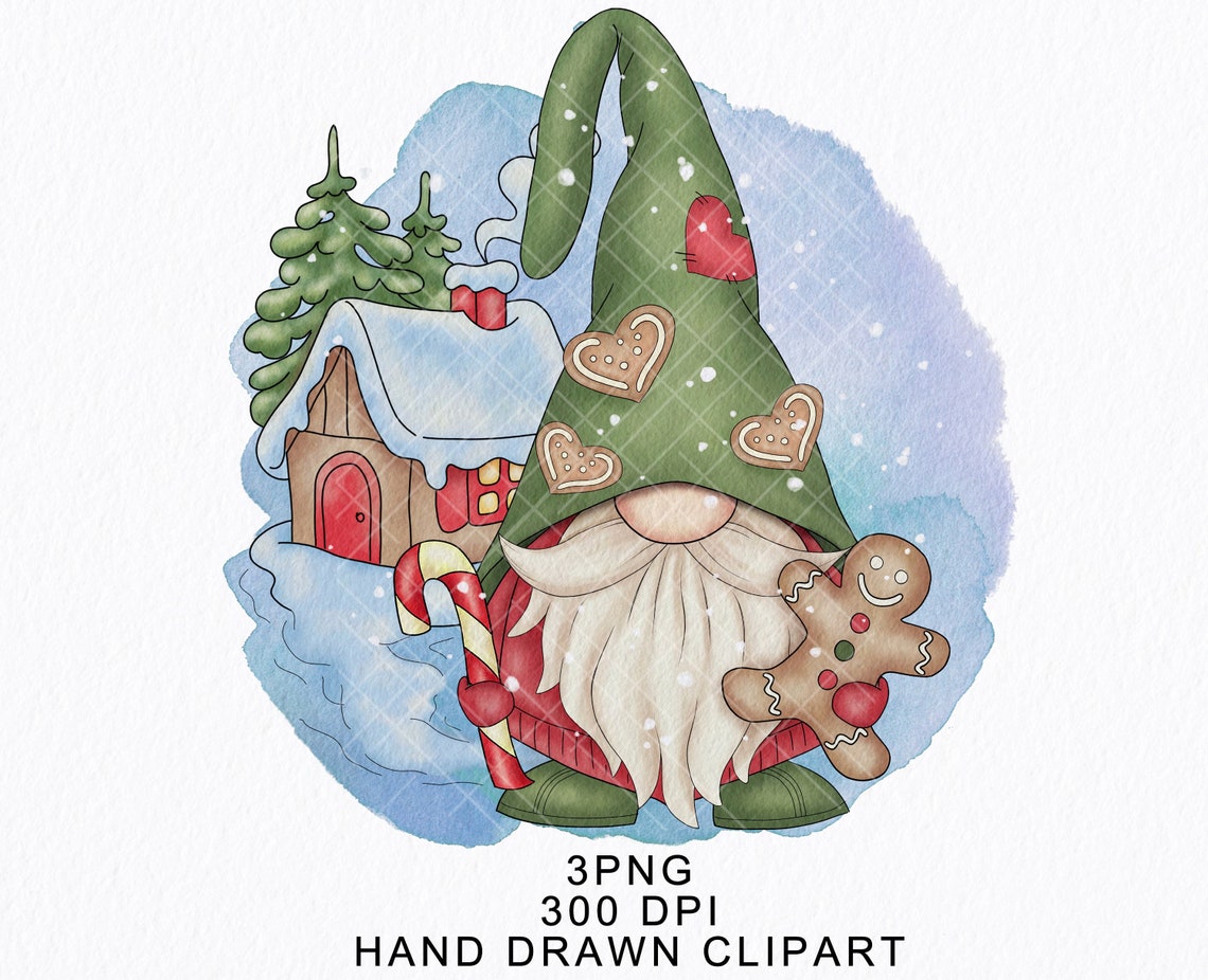Christmas Gnome PNG Clipart Gingerbread Digital Gonk Hello - Etsy