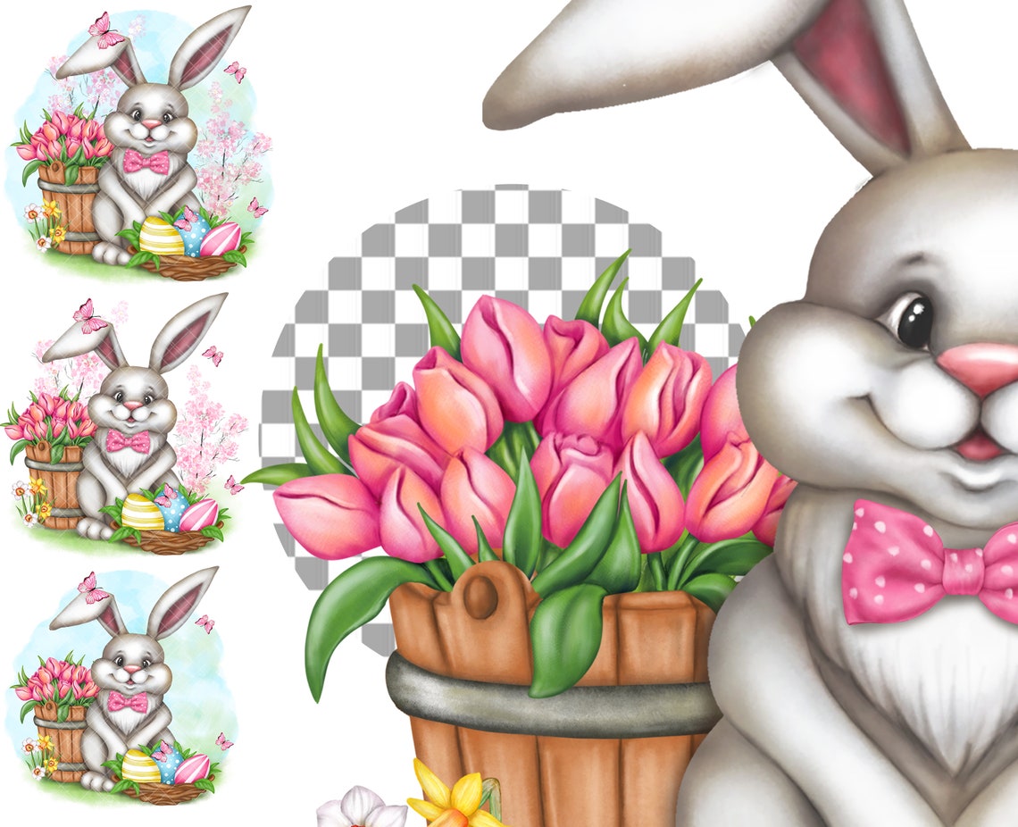 Bunny Rabbit PNG Clipart Easter Spring Sublimation Cute Decal - Etsy