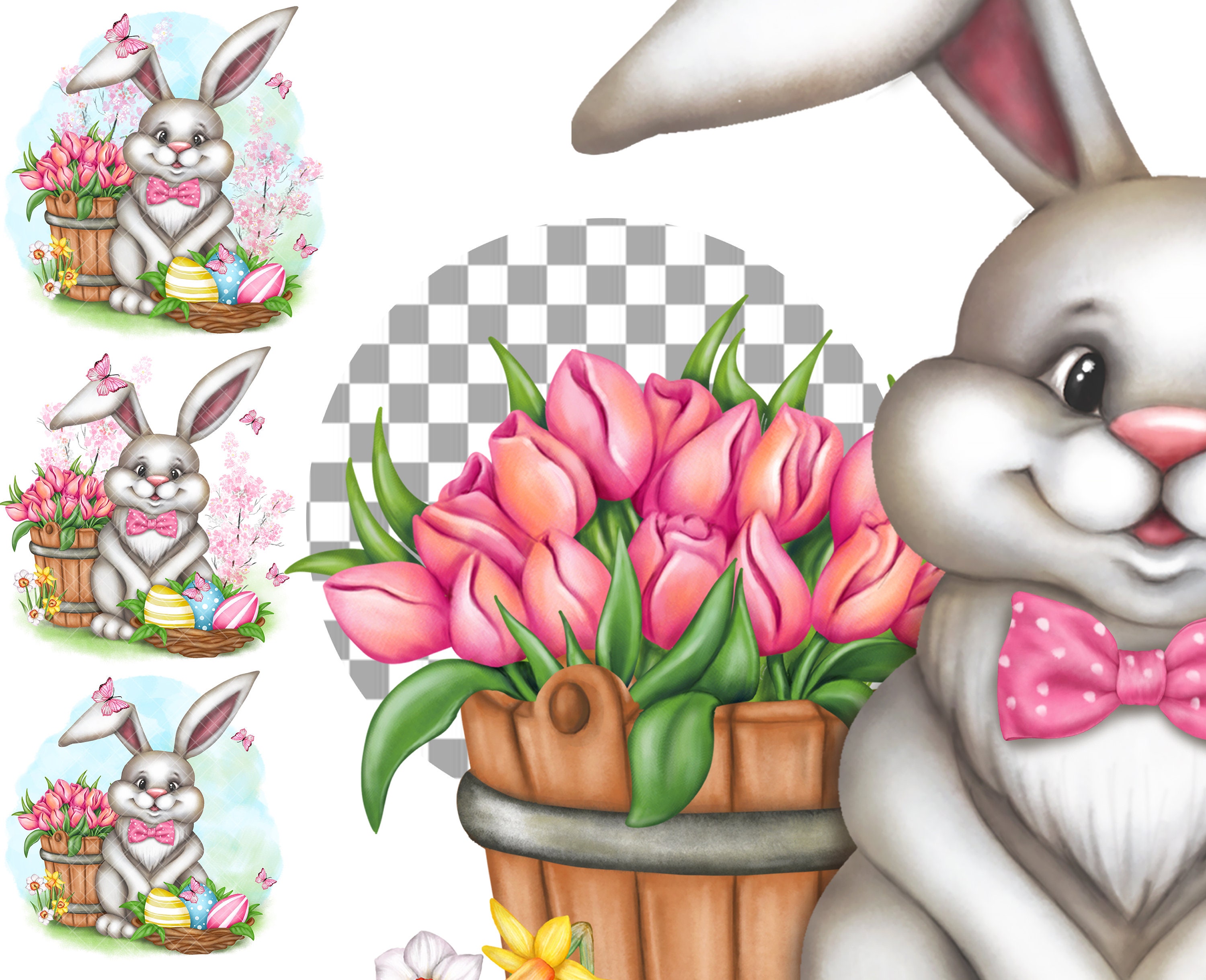 Bunny Rabbit PNG Clipart Easter Spring Sublimation Cute Decal Tumbler ...