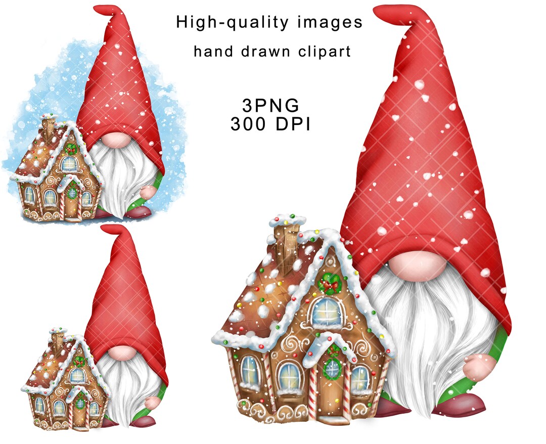 Christmas Gnome Gingerbread House Png Clipart File Design for ...