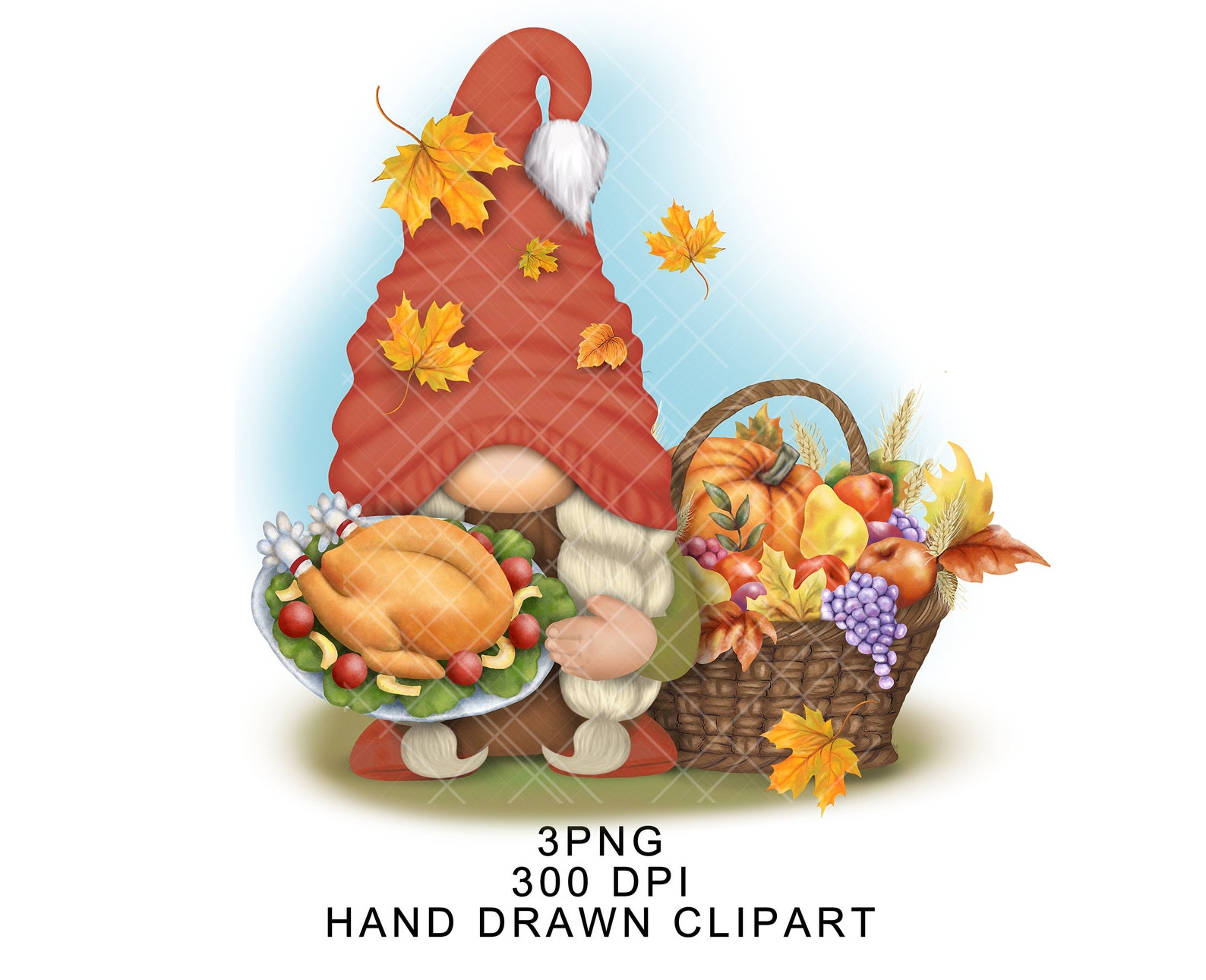 Thanksgivin Gnome PNG Clipart Autumn Gonk Cute Turkey Pumpkins - Etsy