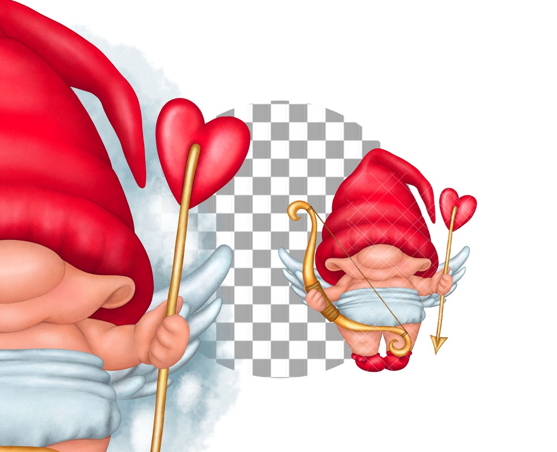 Cupid Gnome PNG Clipart Valentine Gonk Love Cute Baby Angel - Etsy