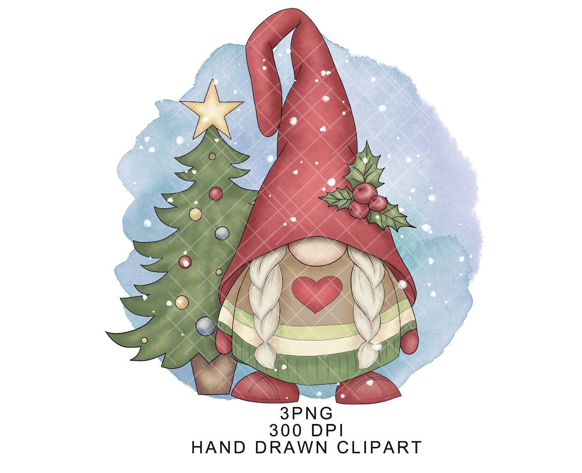 Gnome Christmas Tree PNG Clipart Winter Snow Digital Cute Gonk - Etsy