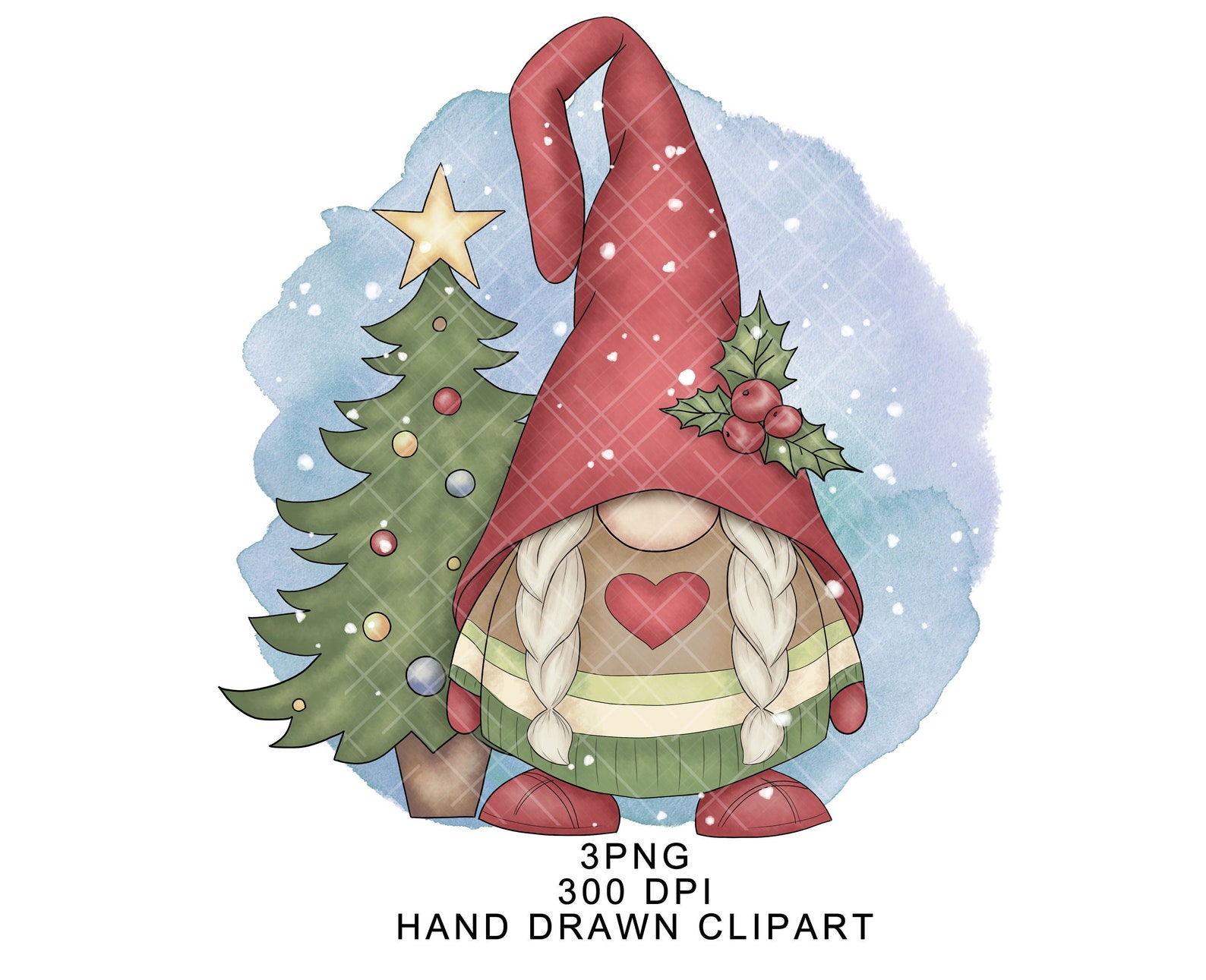 Gnome Christmas Tree PNG Clipart Winter Snow Digital Cute Gonk - Etsy