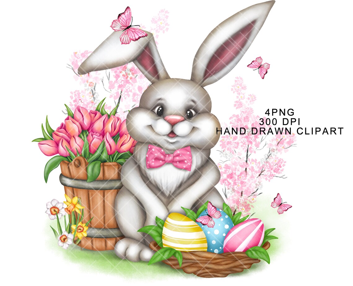 Bunny Rabbit PNG Clipart Easter Spring Sublimation Cute Decal - Etsy