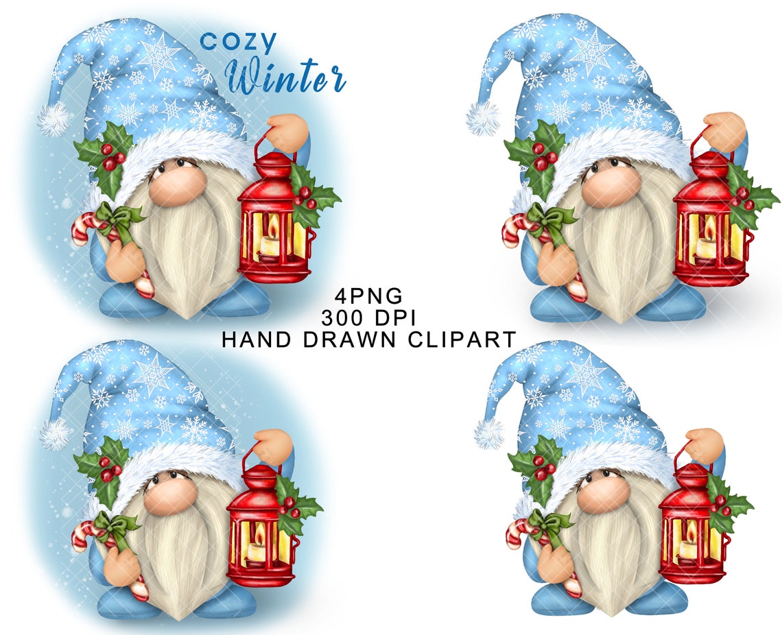 Cozy Winter Gnome Skates PNG Clipart Digital Cute Gonk - Etsy