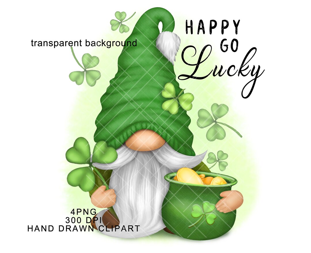 St Patricks Day Gnome PNG Clipart Shamrock Horseshoe Watercolor Hand ...