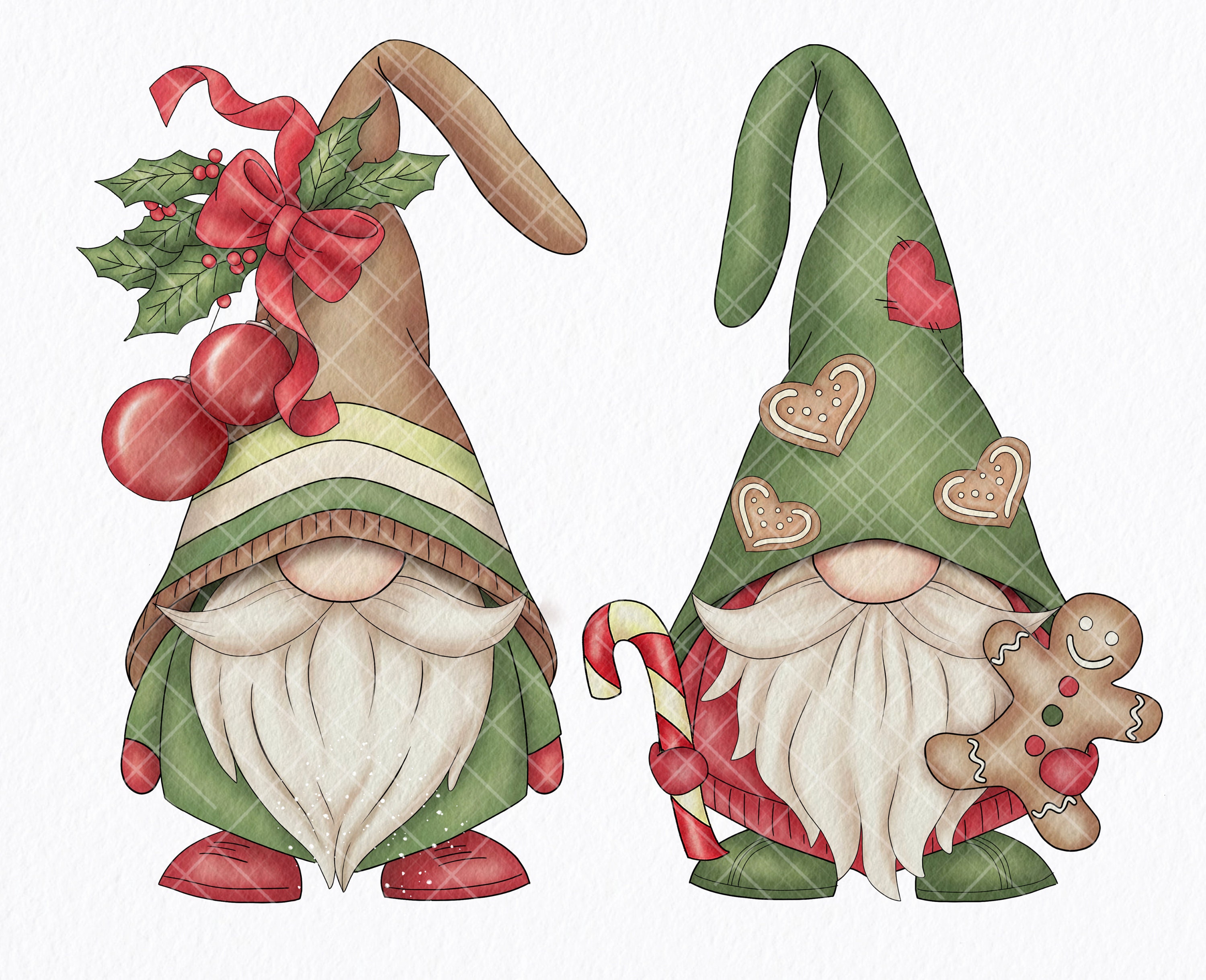 Christmas Gnomes PNG Cute Gonk Digital Red Watercolor Clipart - Etsy
