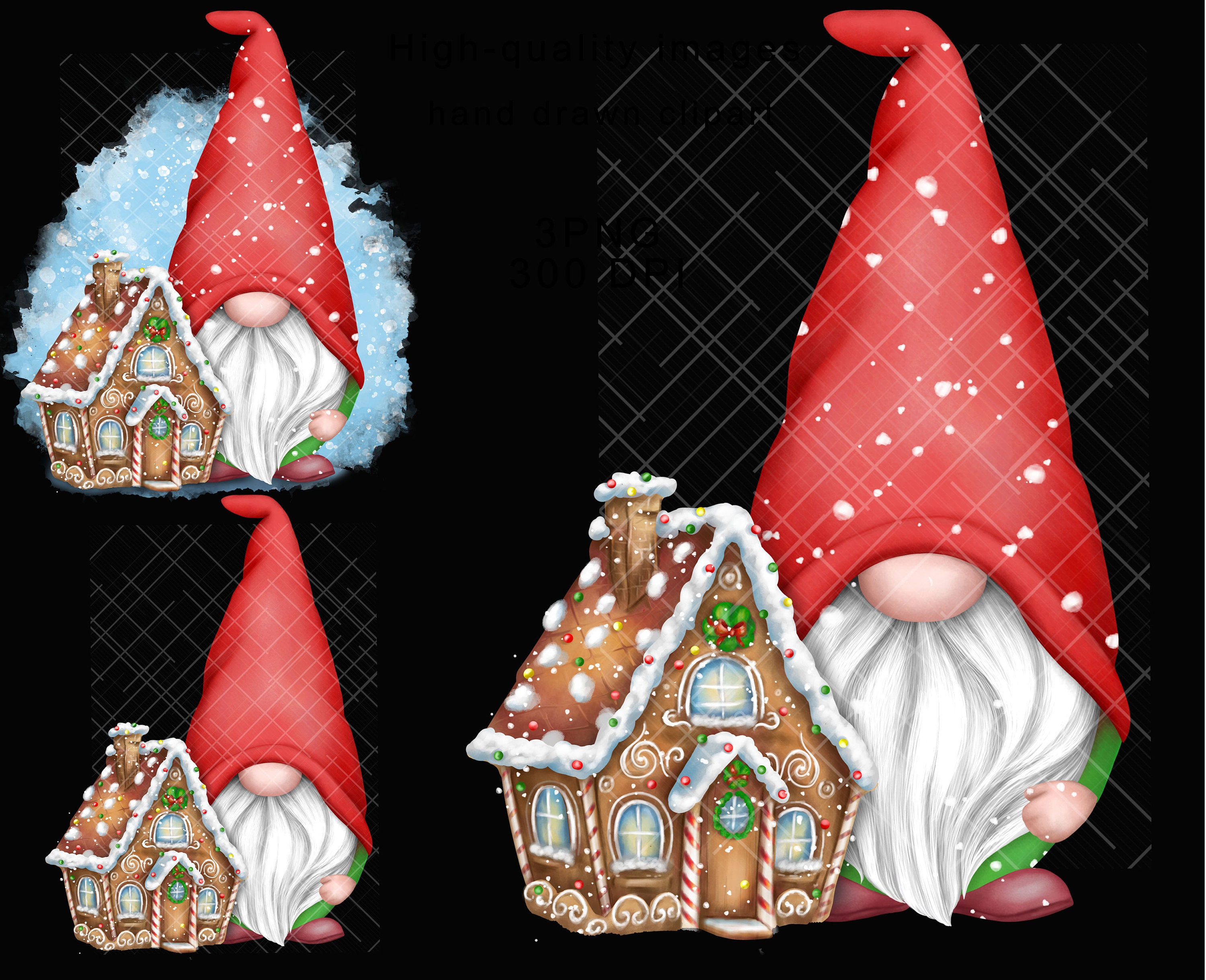 Christmas Gnome Gingerbread House Png Clipart File Design for ...