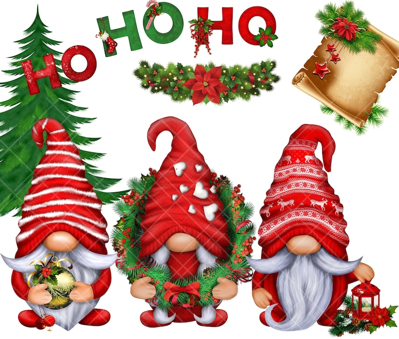 Christmas Gnomes PNG Clipart Gonk Digital Cute Gnome Red Watercolor ...