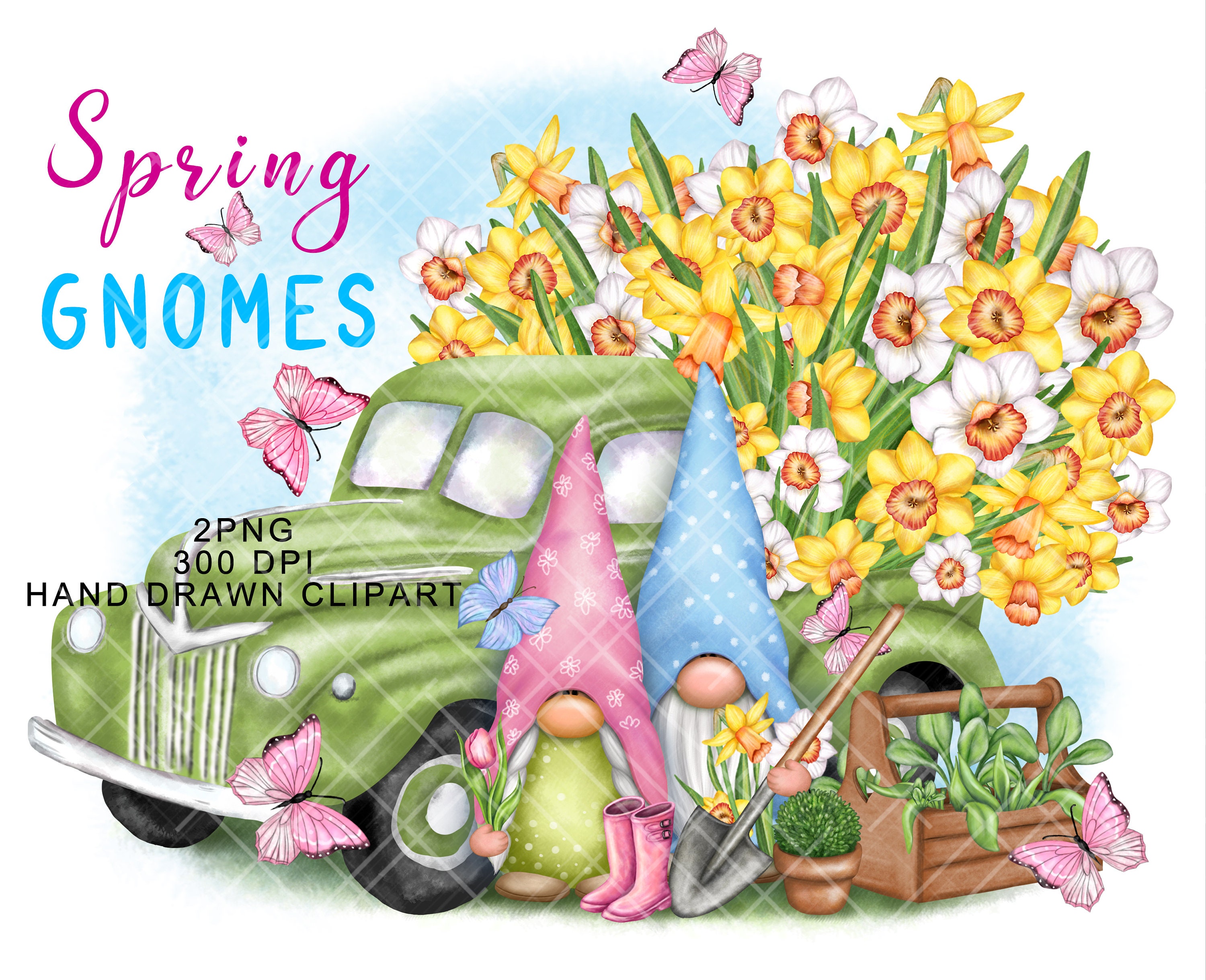 Spring Gnomes PNG Sublimation Garden Flag Clipart Cute Gonk - Etsy