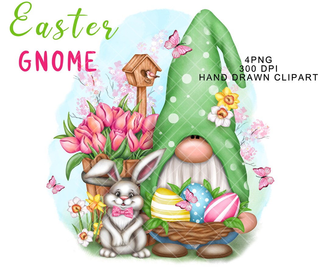 Easter Gnome PNG Spring Clipart Cute Gonk Decal Tumbler Sublimation ...