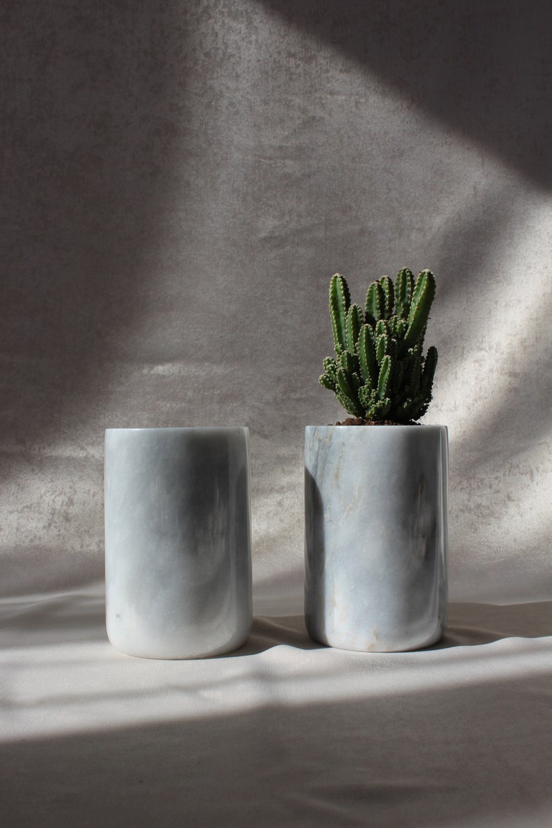 Marble Pot, Original Grey Marble Pot, Marble Vase, Pots for Plants ...