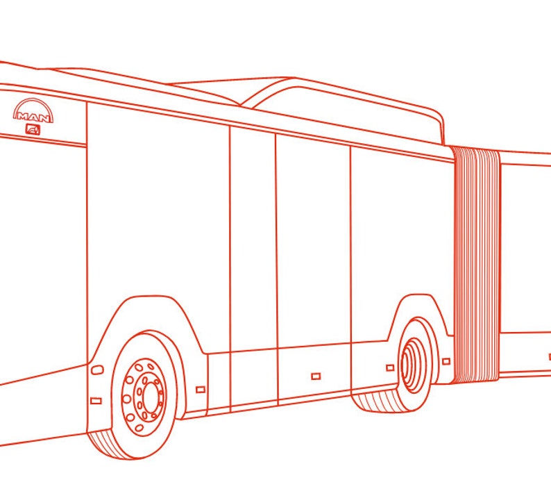 Bus, Vector Line Drawing Illustration, AI, Cdr, Dxf, Eps, Pdf Vector ...