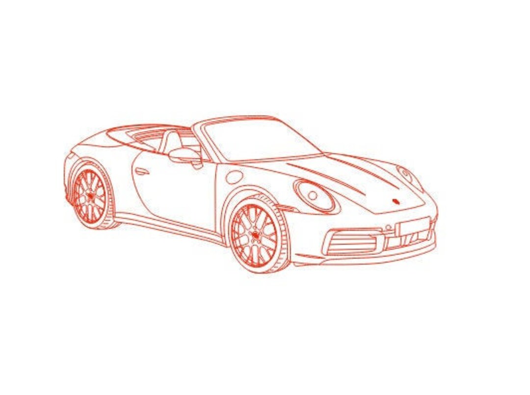 Digital Car, Vector Line Drawing Illustration, AI, CDR, DXF, Eps, Pdf ...