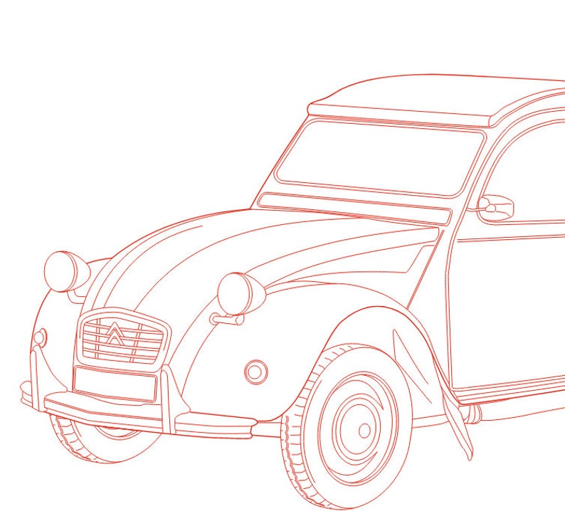 Legendary French Vintage Car Vector Line Drawing - Etsy
