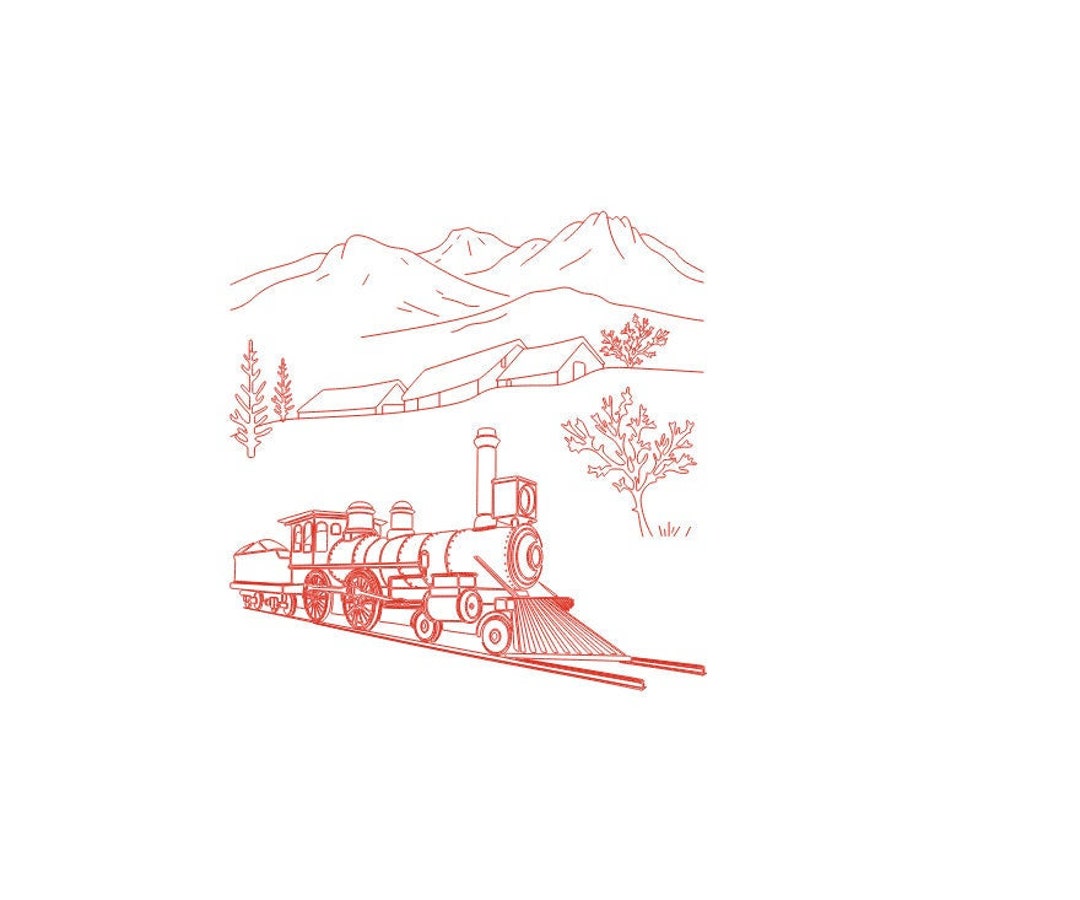Steam Locomotive, Vector Line Drawing Illustration, AI, Cdr, Dxf, Eps ...