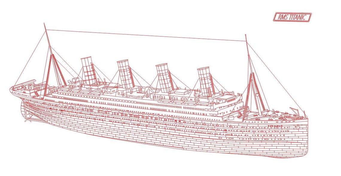 Titanic Vector, Vector Line Drawing Illustration, AI, Cdr, Dxf, Eps ...