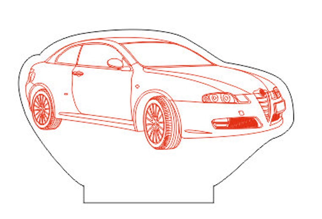 Digital Car, Vector Line Drawing Illustration, AI, CDR, DXF, Eps, Pdf ...